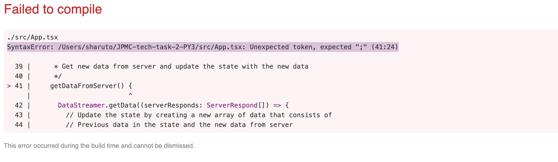 Failing to Compile: Unexpected token, expected ";" (41:24) · Issue #581 ...
