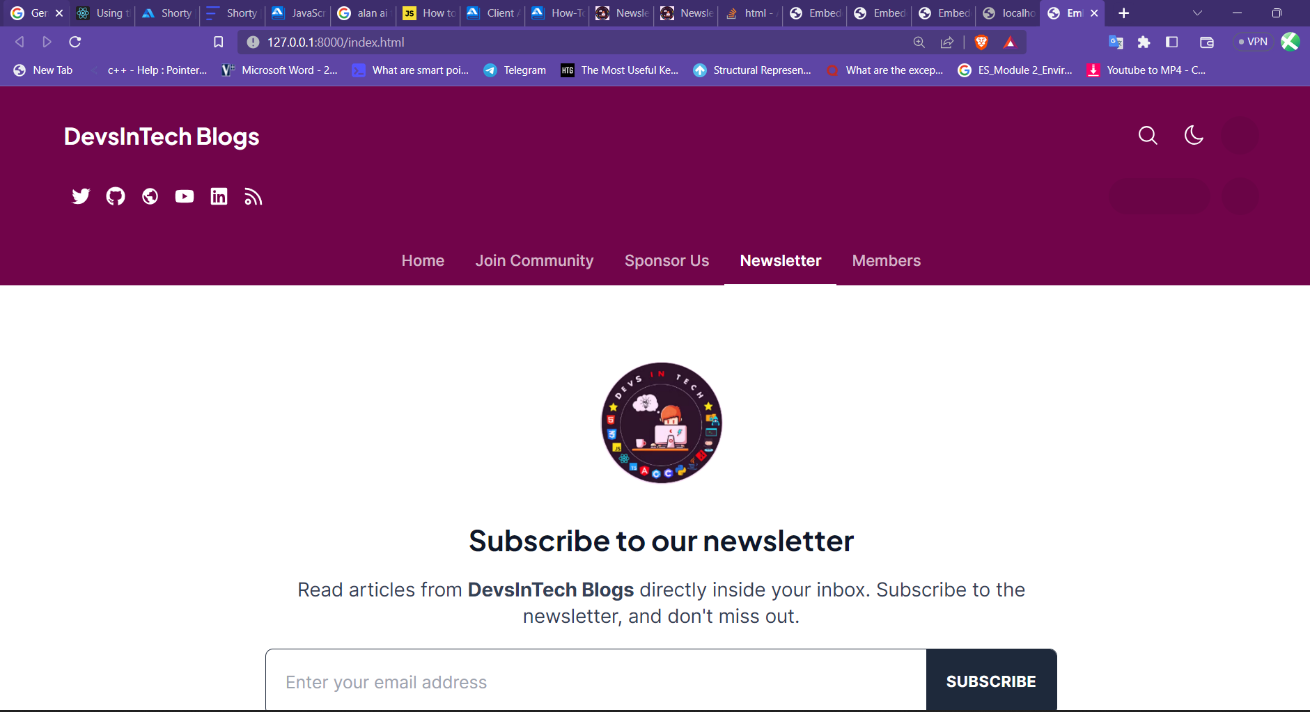 Newsletter Component for DevinTech Community Website ⚡ · Issue #351 · devs-in-tech/DevsInTech ...