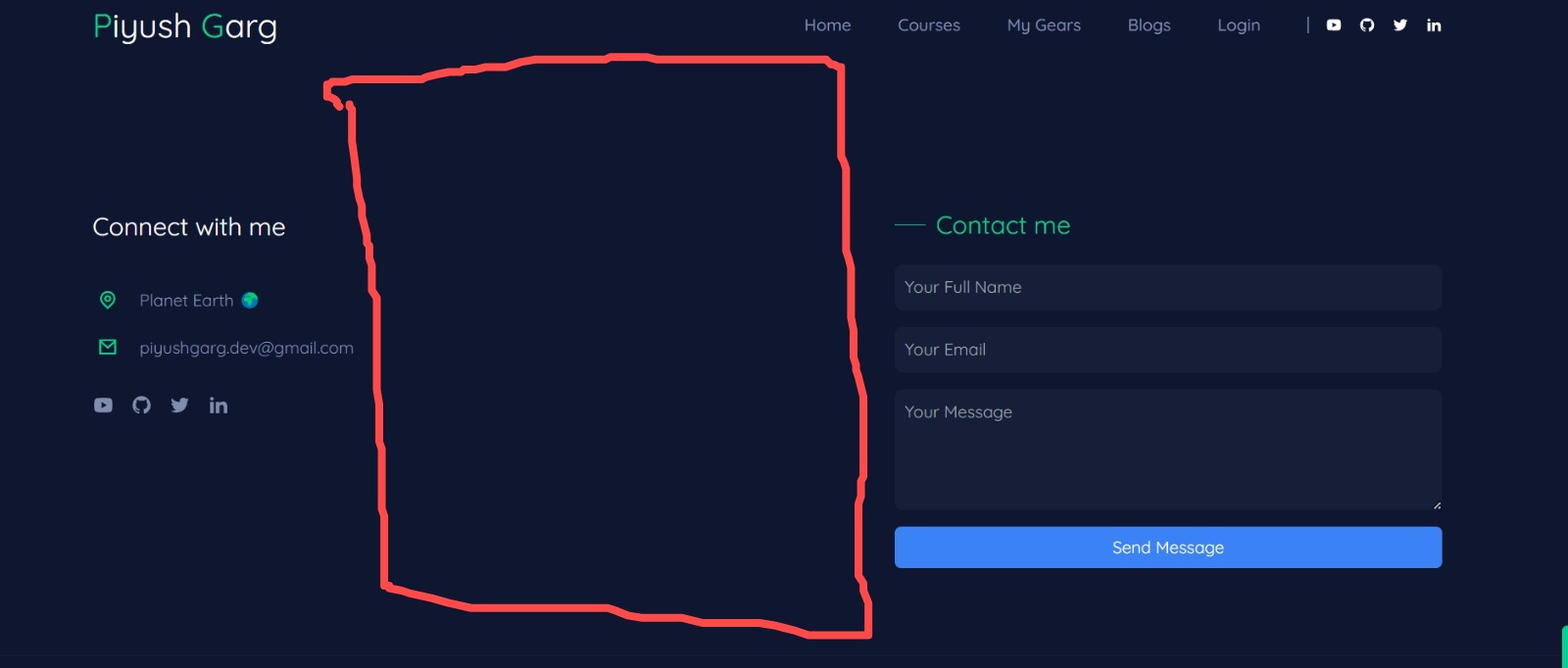[Bug]: Lot of space between "Connect with me" and Contact me Form. · Issue #368 · piyushgarg-dev ...