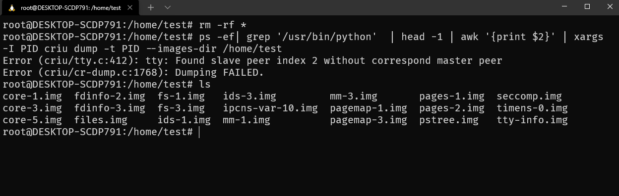 Why does criu try to generate tty-info.img even when the process is in ...