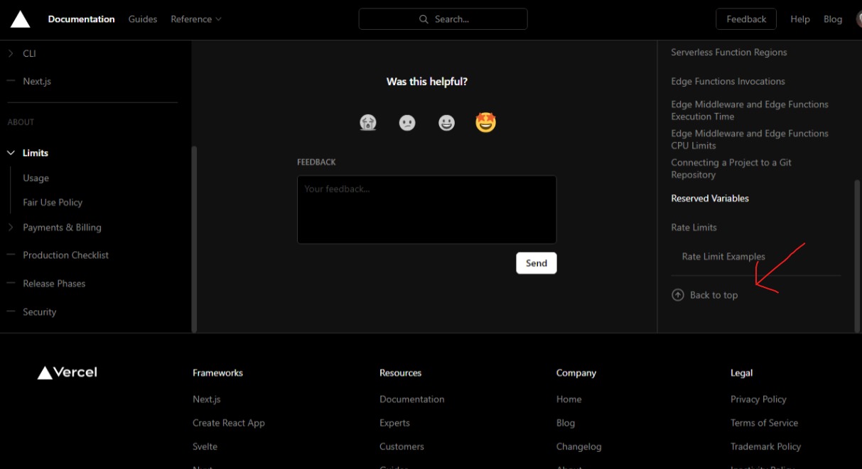 Feature Request: 'Back to top' button and 'Feedback' form · Issue #1061 · shuding/nextra · GitHub