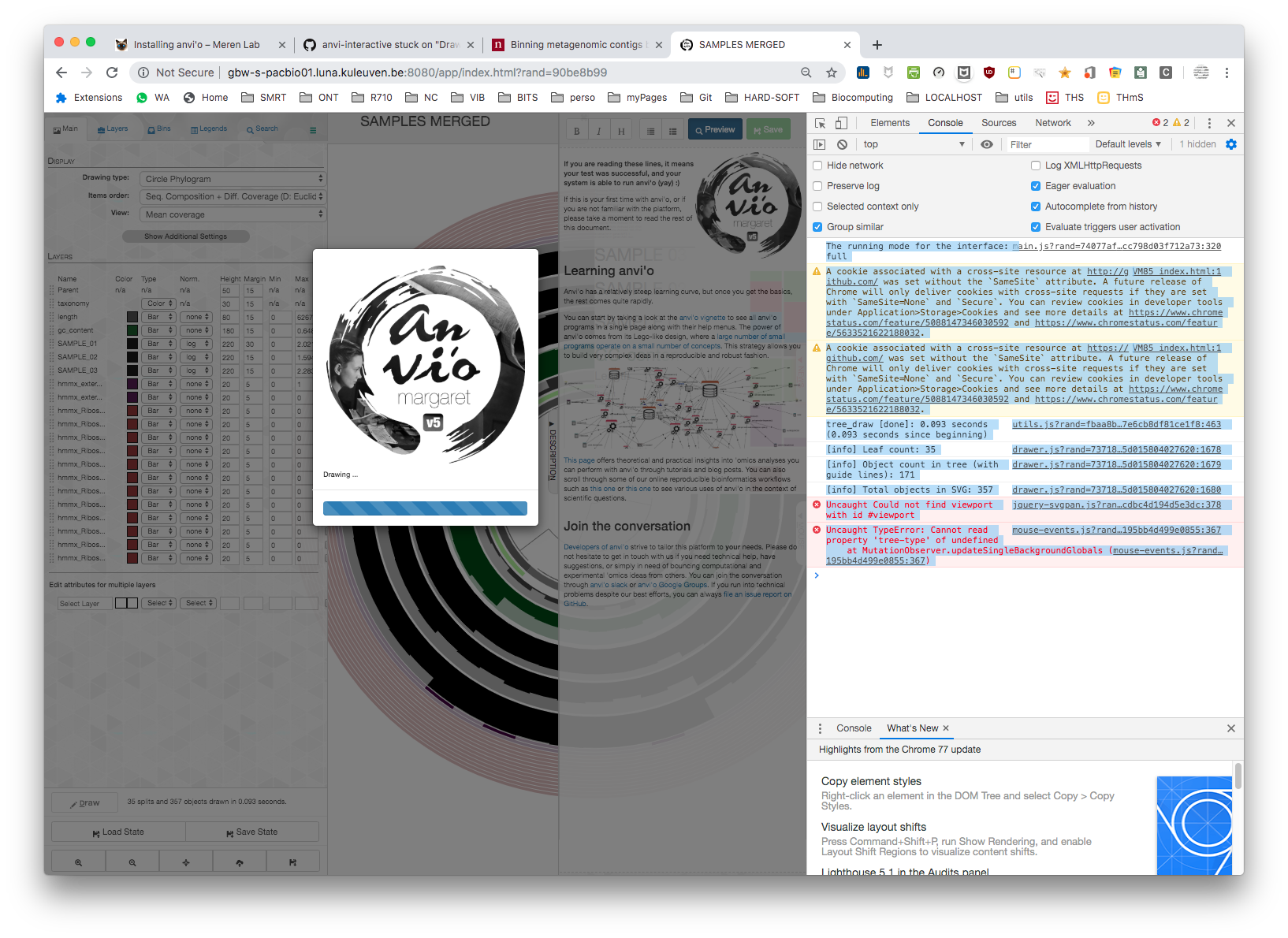 anvi-interactive stuck on "Drawing ..." · Issue #594 · merenlab/anvio · GitHub