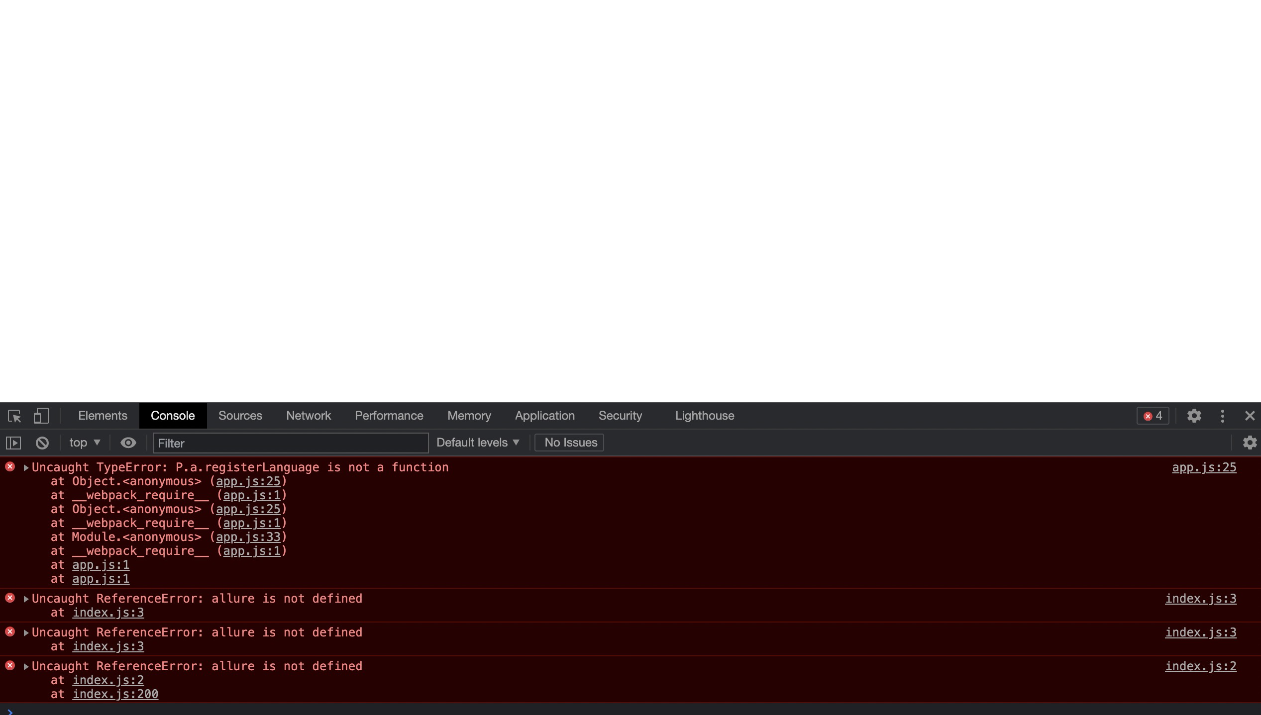 What Is Wrong Like This Uncaught ReferenceError Allure Is Not Defined