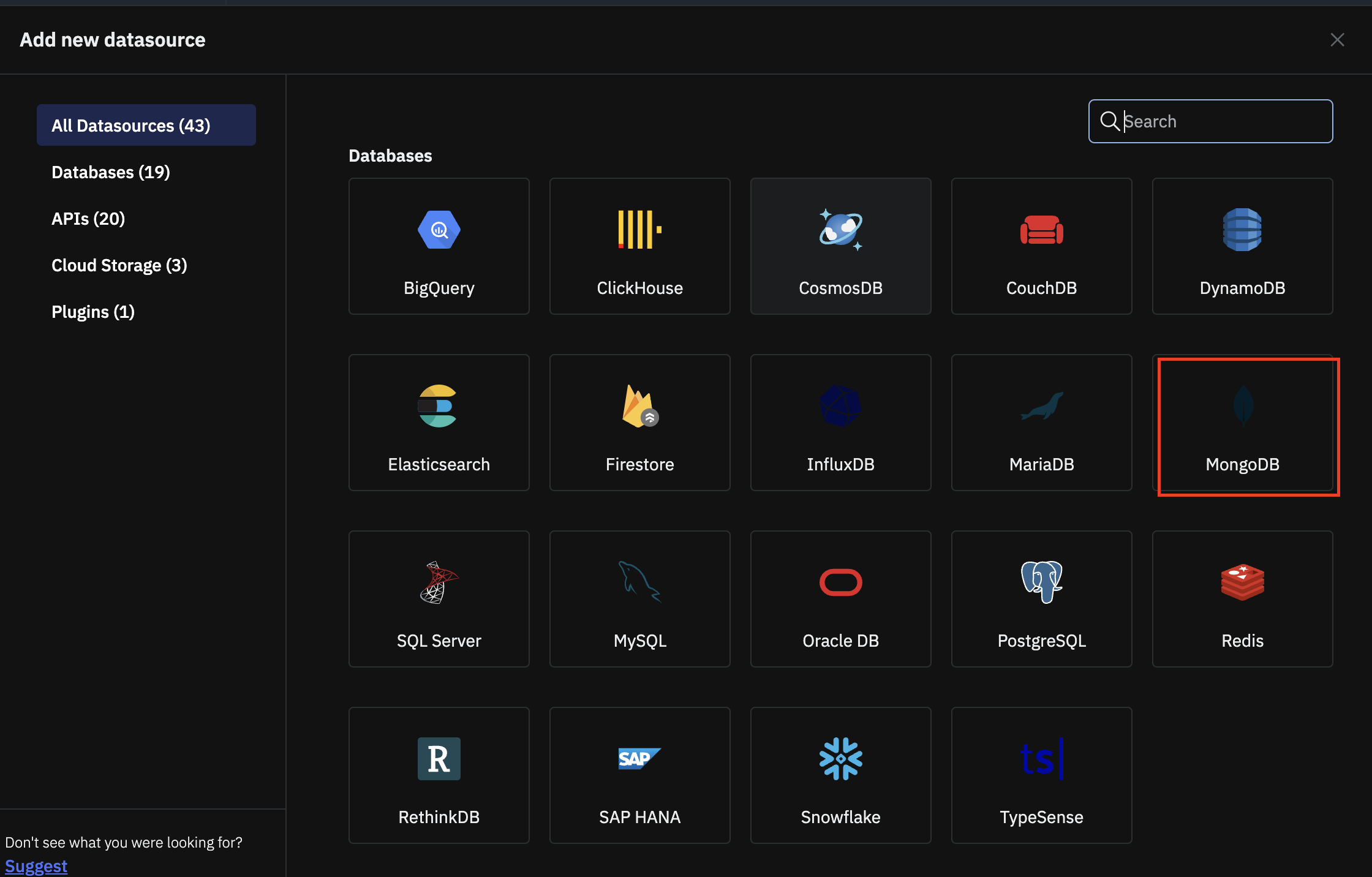 Mongo DB Datasource Logo not visible on the Add Datasource Dialog box when in Dark Mode · Issue ...