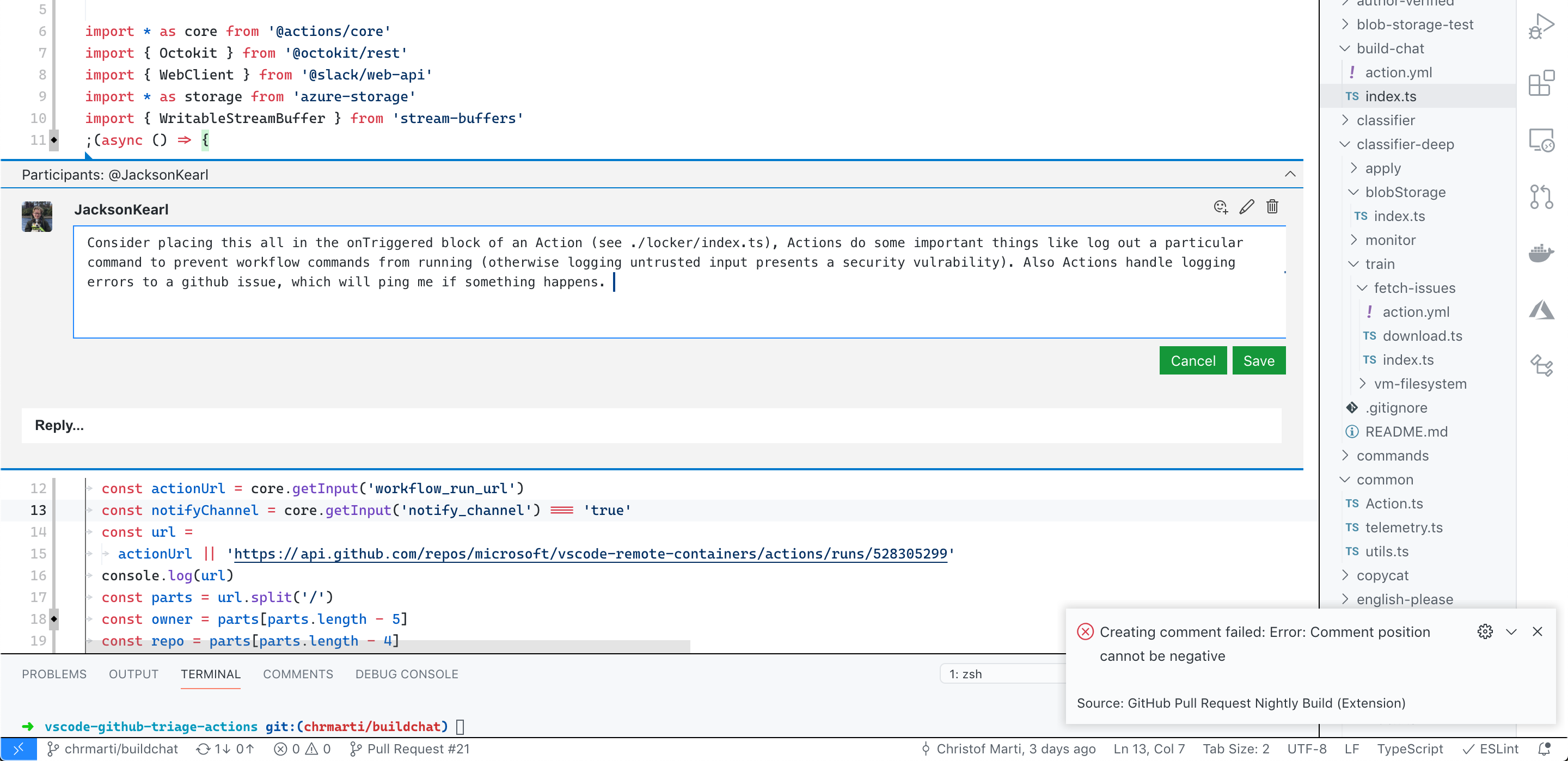 Error: Comment position cannot be negative? · Issue #2446 · microsoft ...