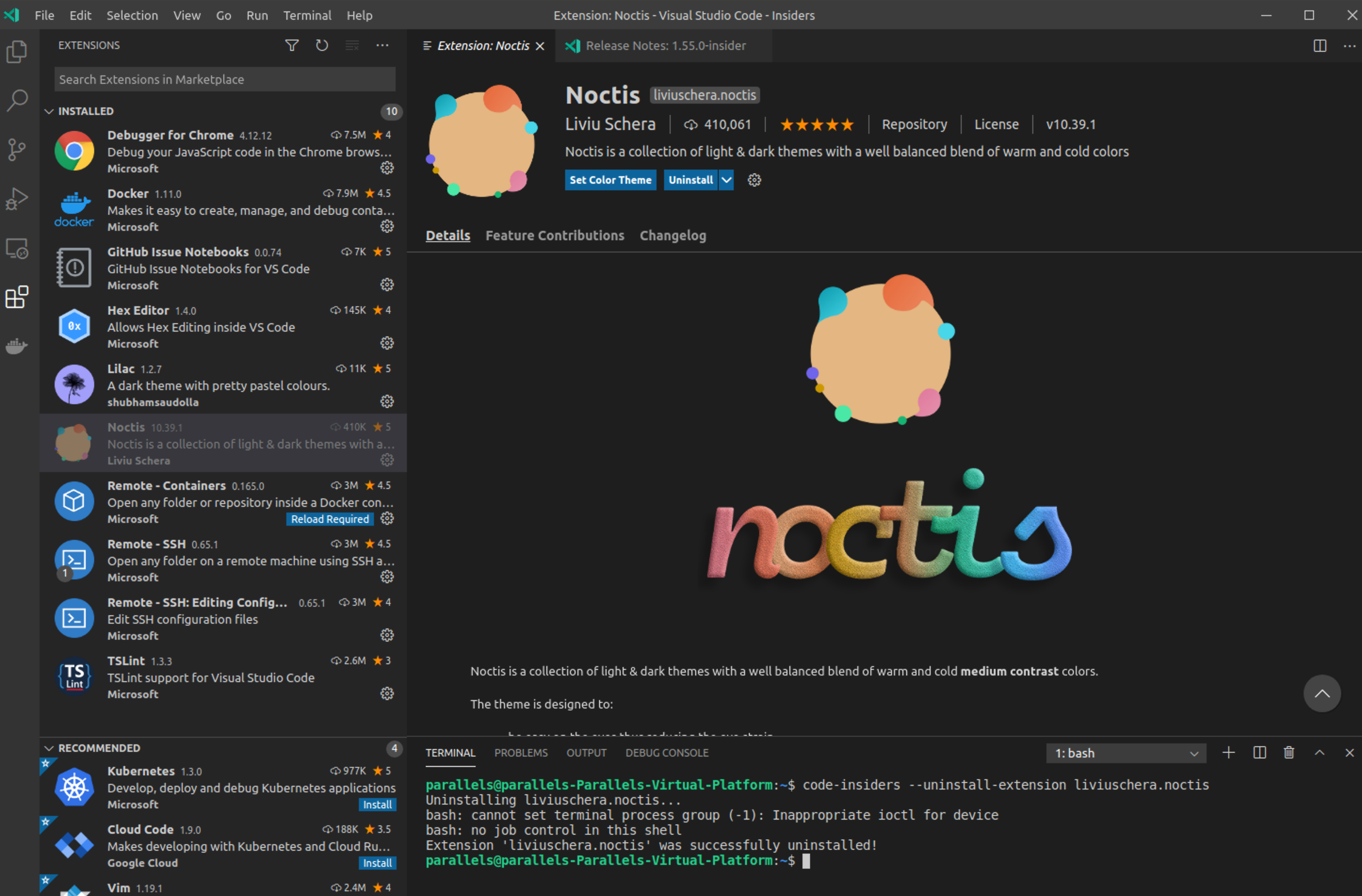 Uninstalling Extension Via Cli Doesnt Update Extension Editor Actions · Issue 119660