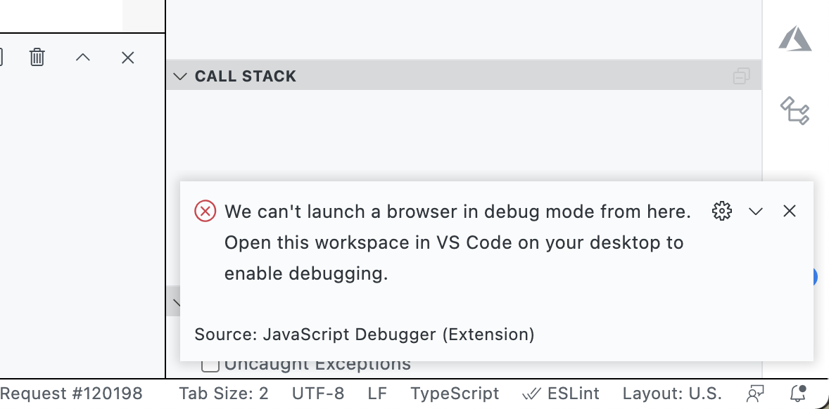 Let error notification open th ecodespace itself · Issue #960 · microsoft/vscode-js-debug · GitHub