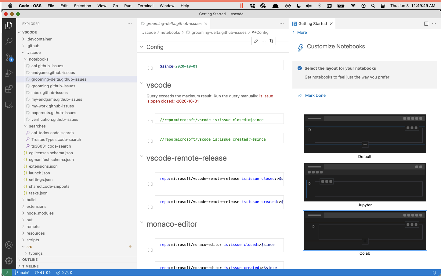 Notebook getting started - scroll area for customisation previews is ...
