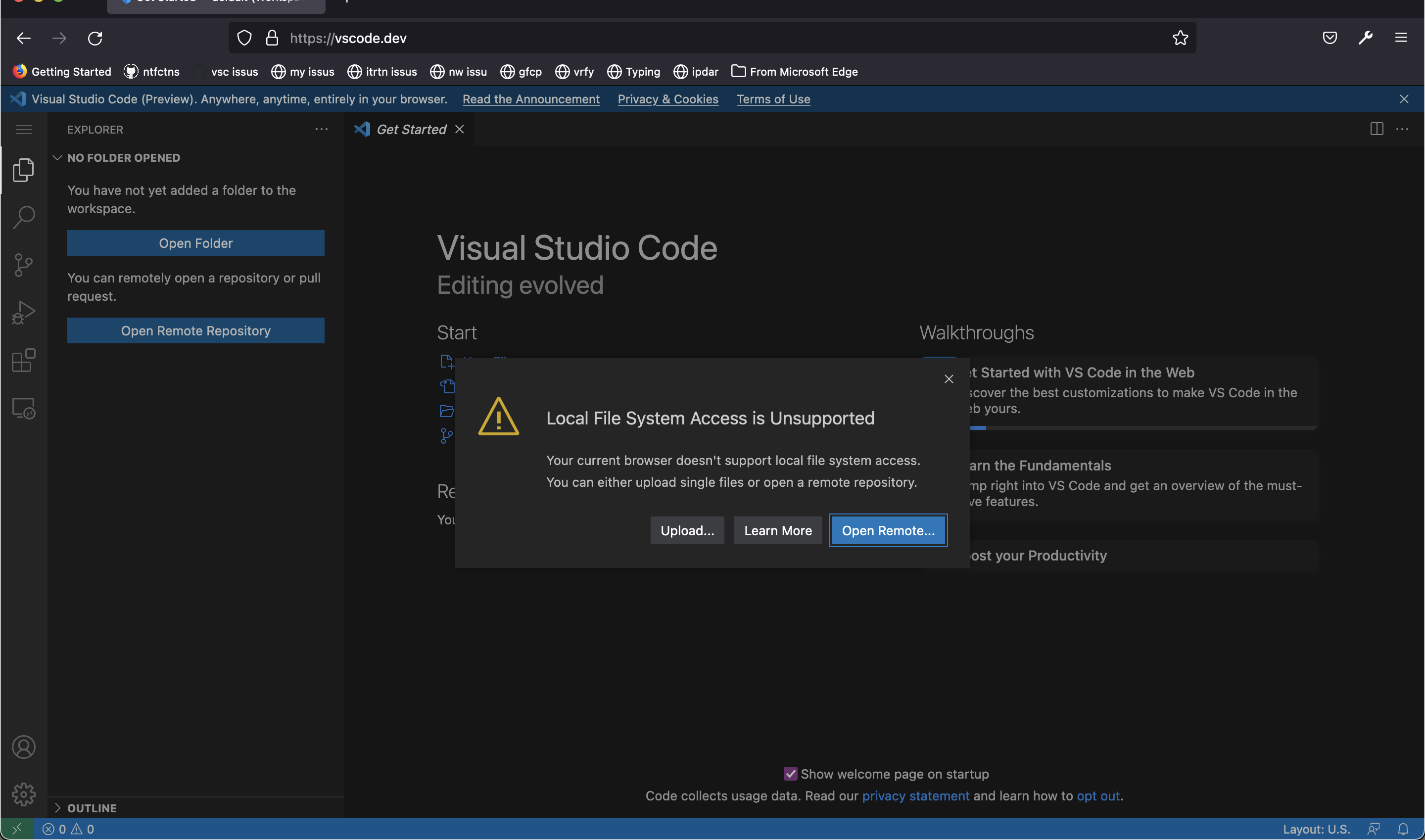 Open Folder brings up file dialog but open button does nothing. · Issue ...