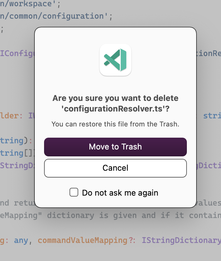 Could you please ask for confirmation when we delete a file in the ...