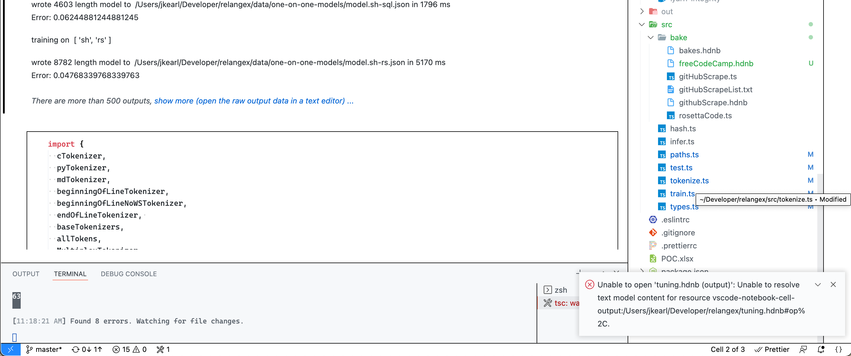 Unable to resolve content when attempting to open cell with 500 ...