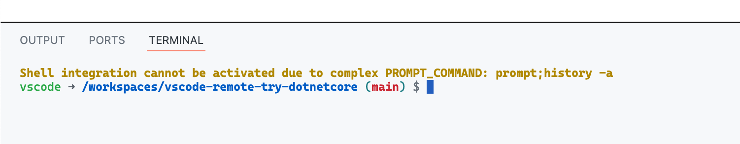 Remote Containers: Shell integration cannot be activated due to complex PROMPT_COMMAND: prompt ...