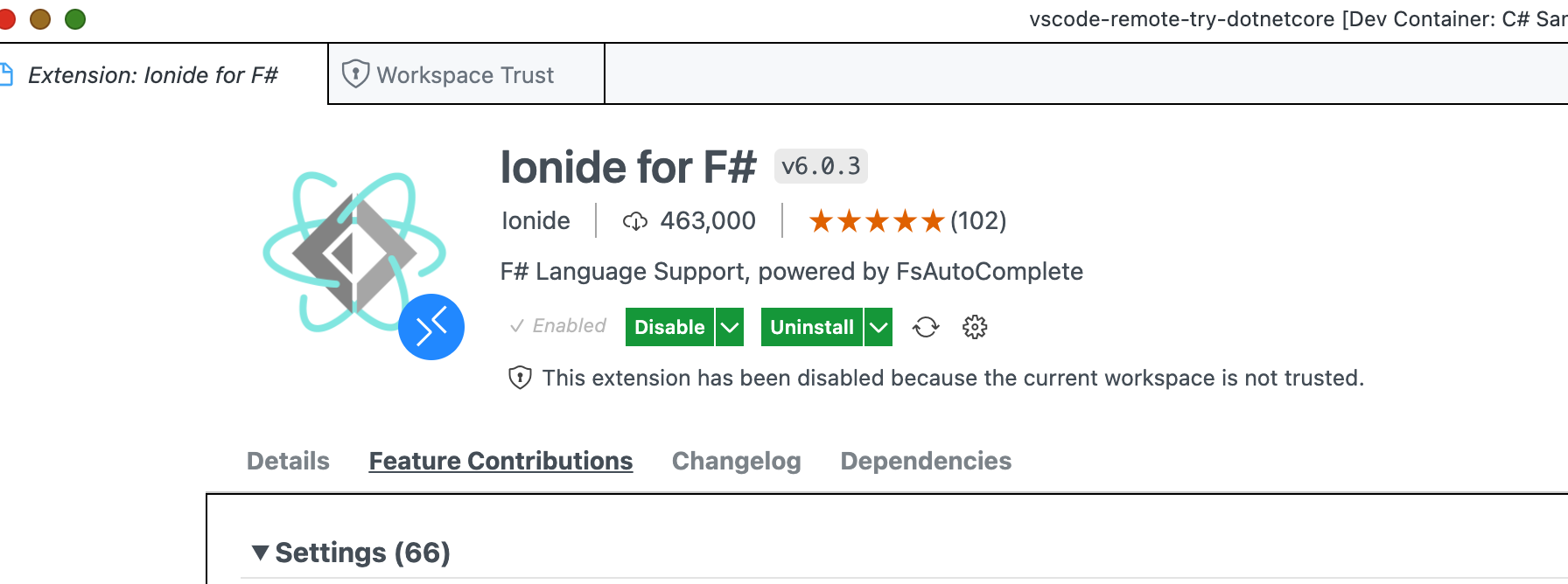 Extension Disabled Due To Trust But In Trusted Workspace · Issue