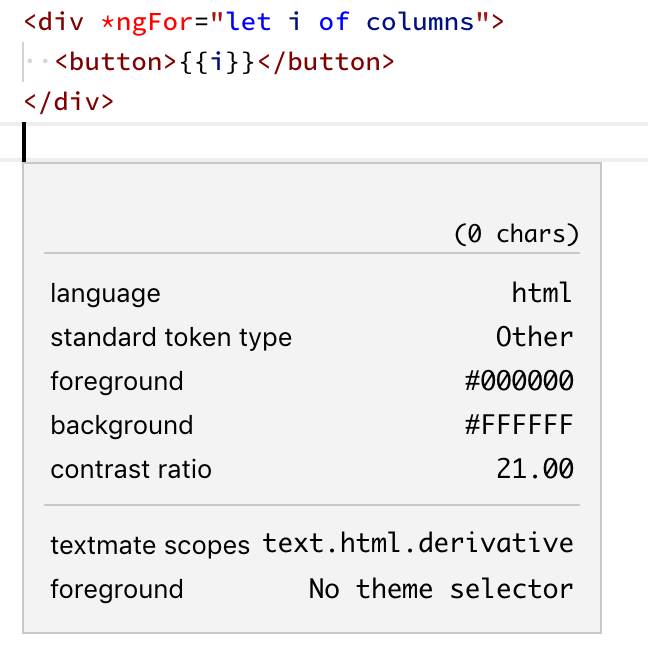 When using *ngFor="let i = index", the colors of closing divs are wrong · Issue #90428 ...