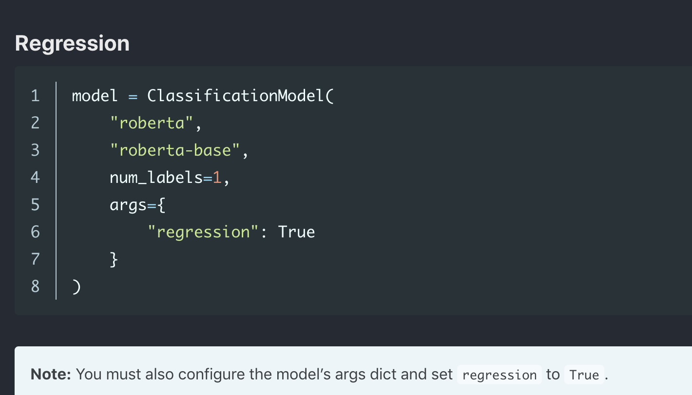 Docs: "You must also configure the model's args dict"... · Issue #349 · ThilinaRajapakse ...