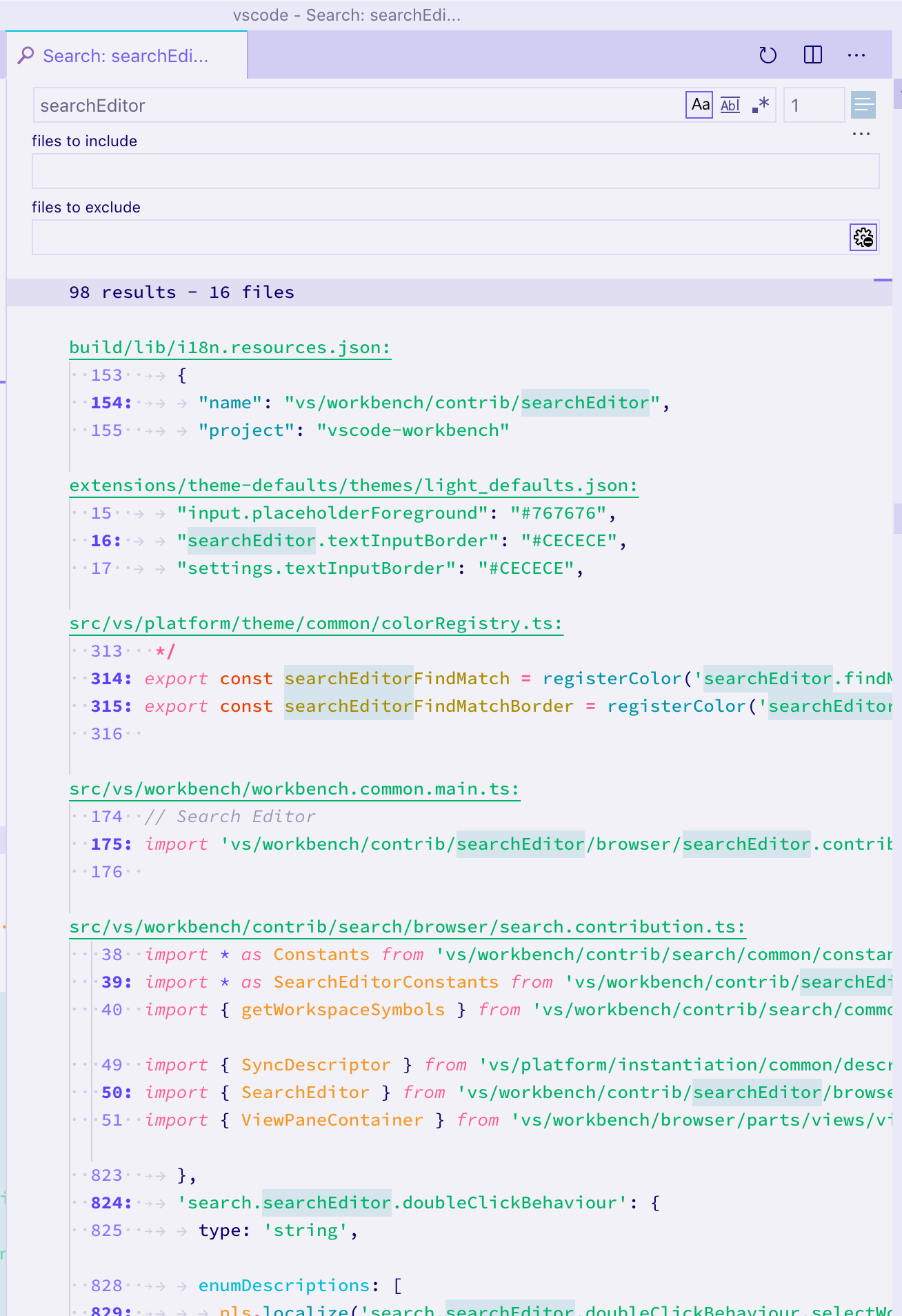 Ripgrep search provider incorrectly treats `search.exclude` globs as non-strict. · Issue #104204 ...