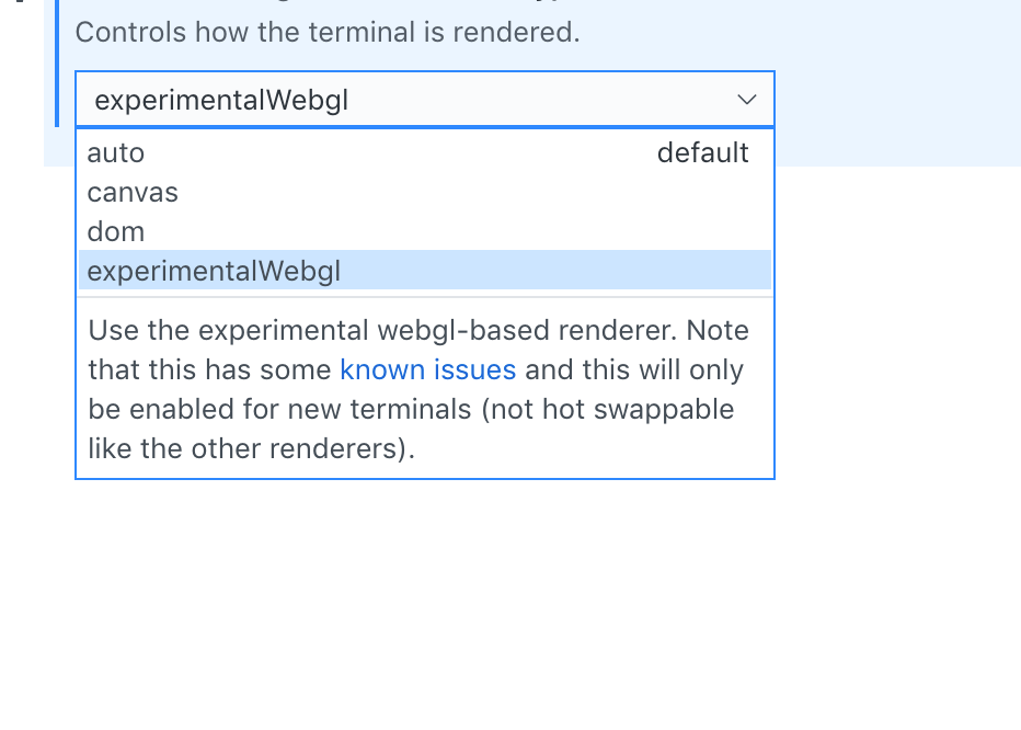 Terminal Renderer Description Says Webgl Needs A Reload · Issue 107858 · Microsoft Vscode · Github