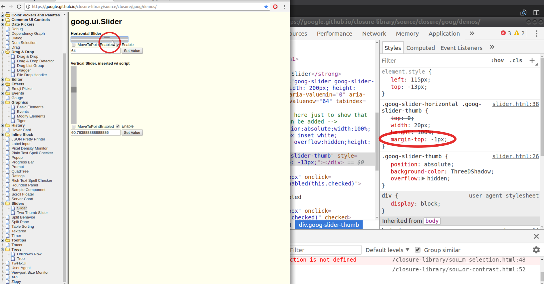 thumb in goog.ui.Slider widget will drift off · Issue #876 · google/closure-library · GitHub