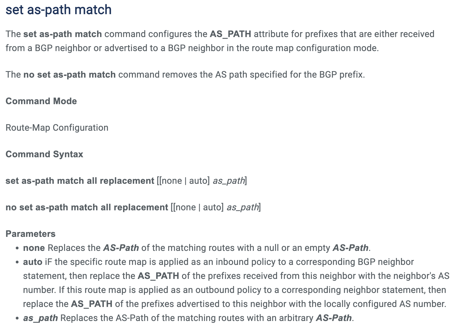 Feature request: Arista 'set as-path match all replacement' support · Issue #8554 · batfish ...