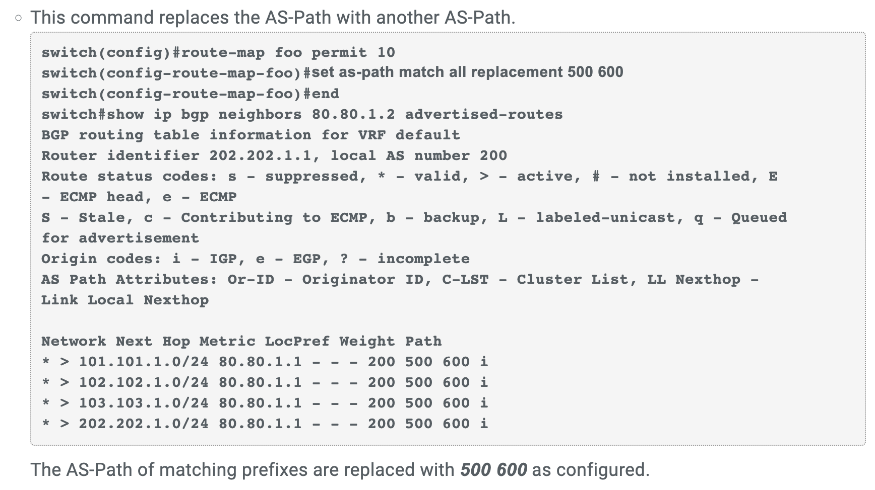 Feature request: Arista 'set as-path match all replacement' support · Issue #8554 · batfish ...