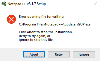 8.1.7 installer shows two errors on windows 10 64-bit if notepad++ was ...