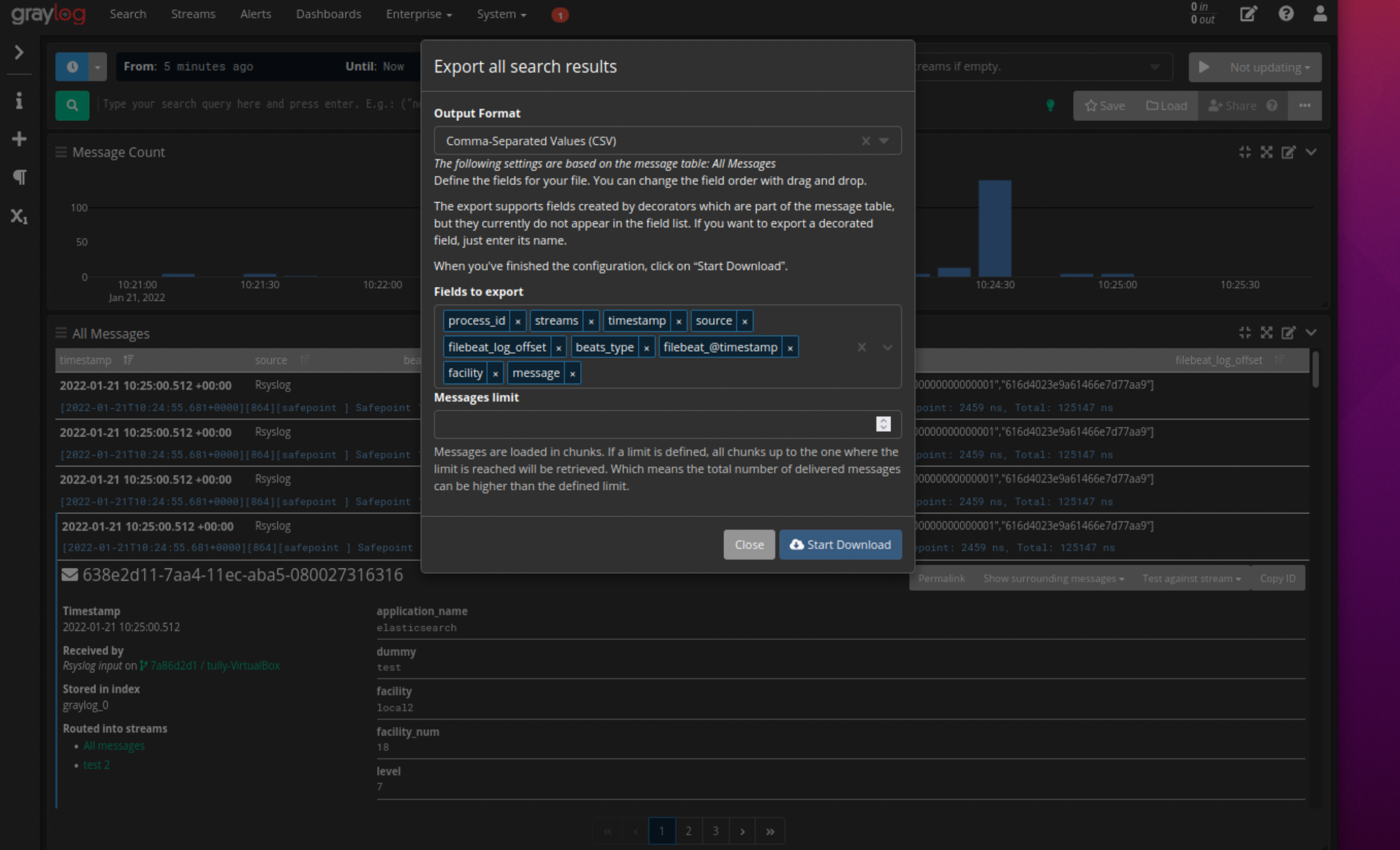 Random order of fields in CSV export of message tables dialog box · Issue #12006 · Graylog2 ...