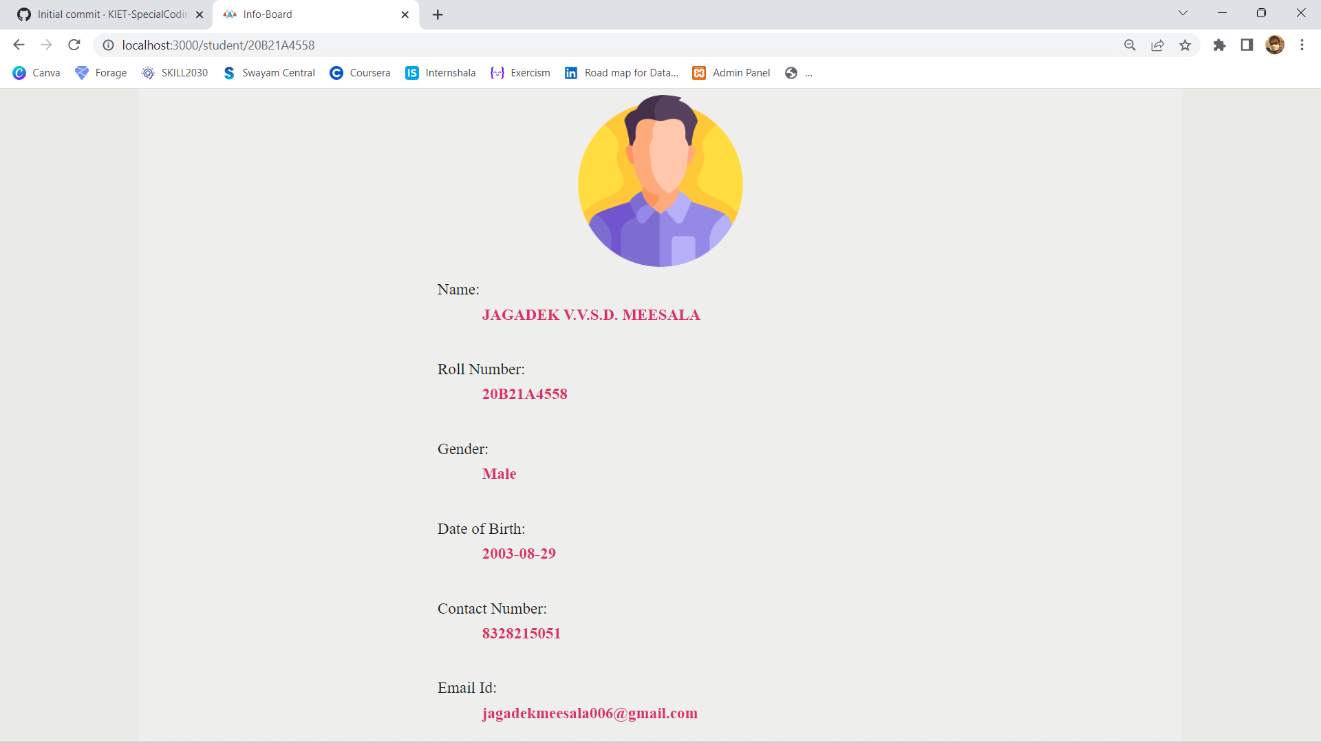 GitHub - jagadekmeesala/StudentsProfile-SCB: This a website which is ...