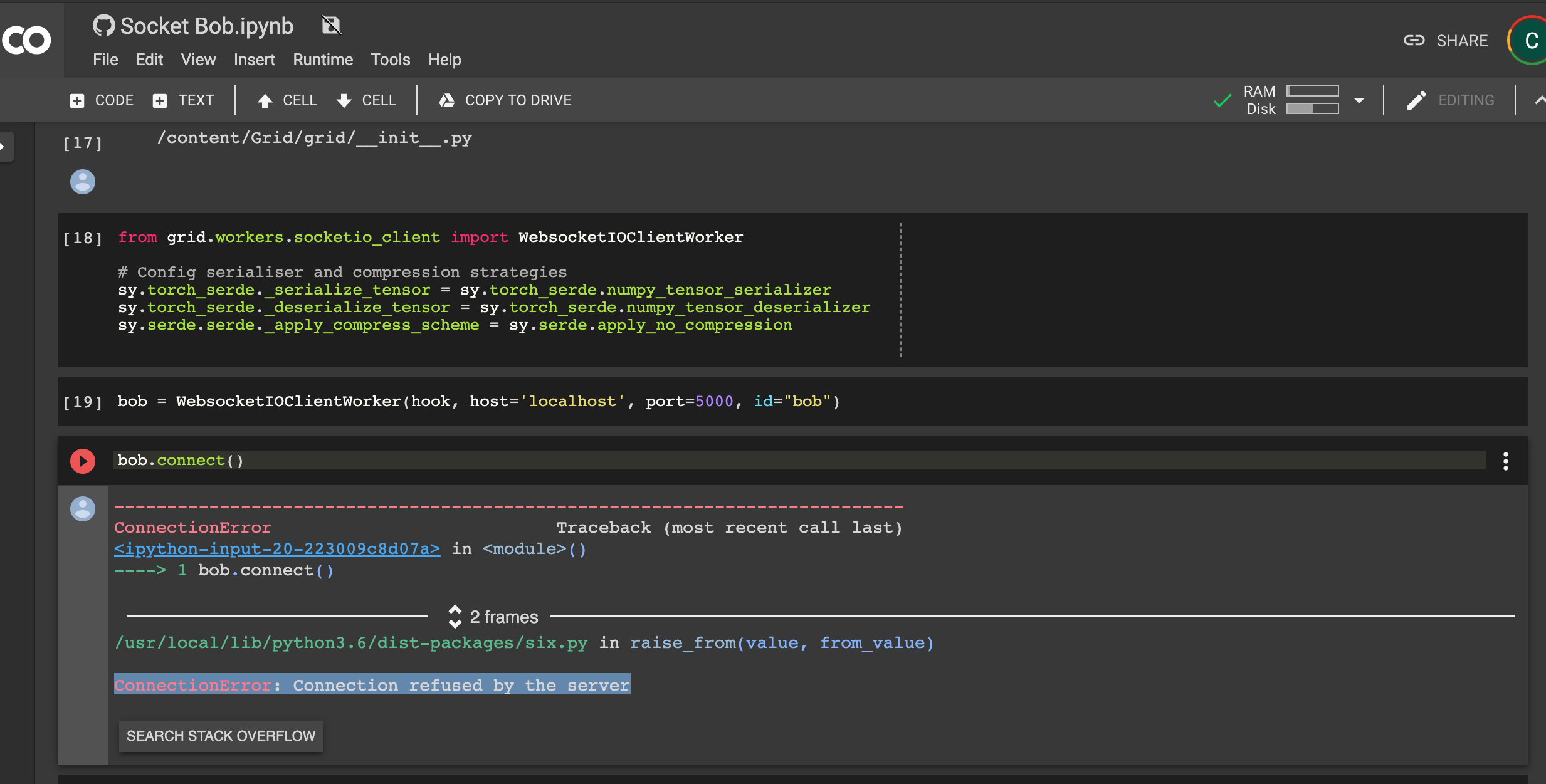 Connection refused by the server · Issue #260 · OpenMined/PyGrid-deprecated---see-PySyft- · GitHub