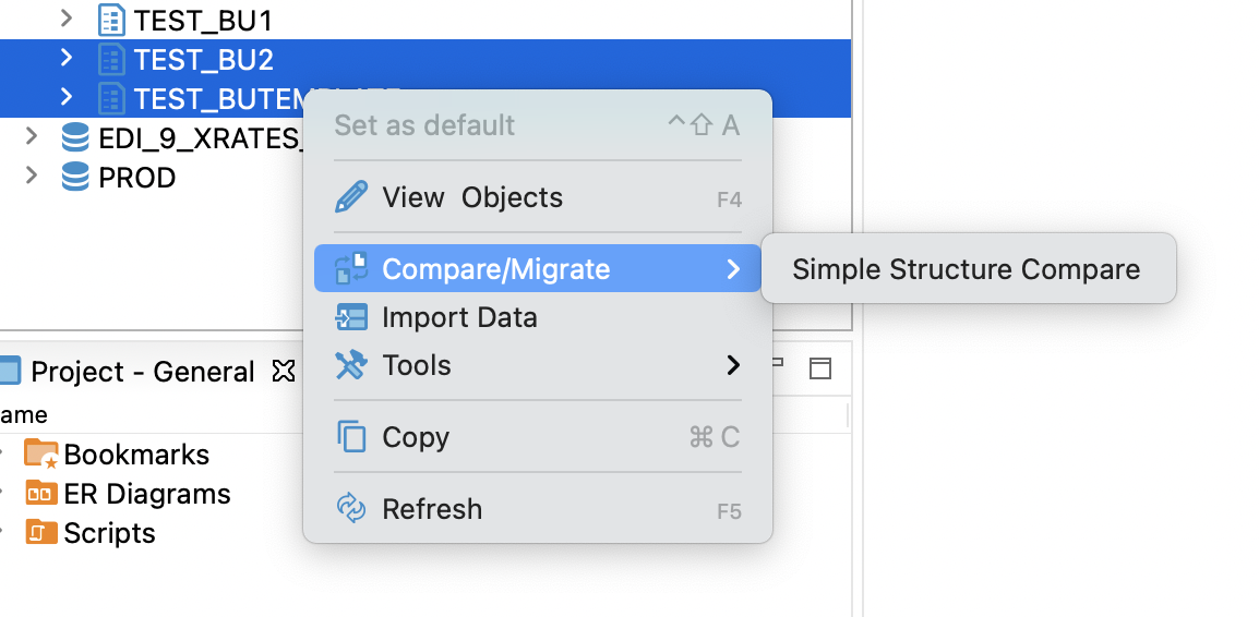 Cannot see other options for schema compare · dbeaver · Discussion ...