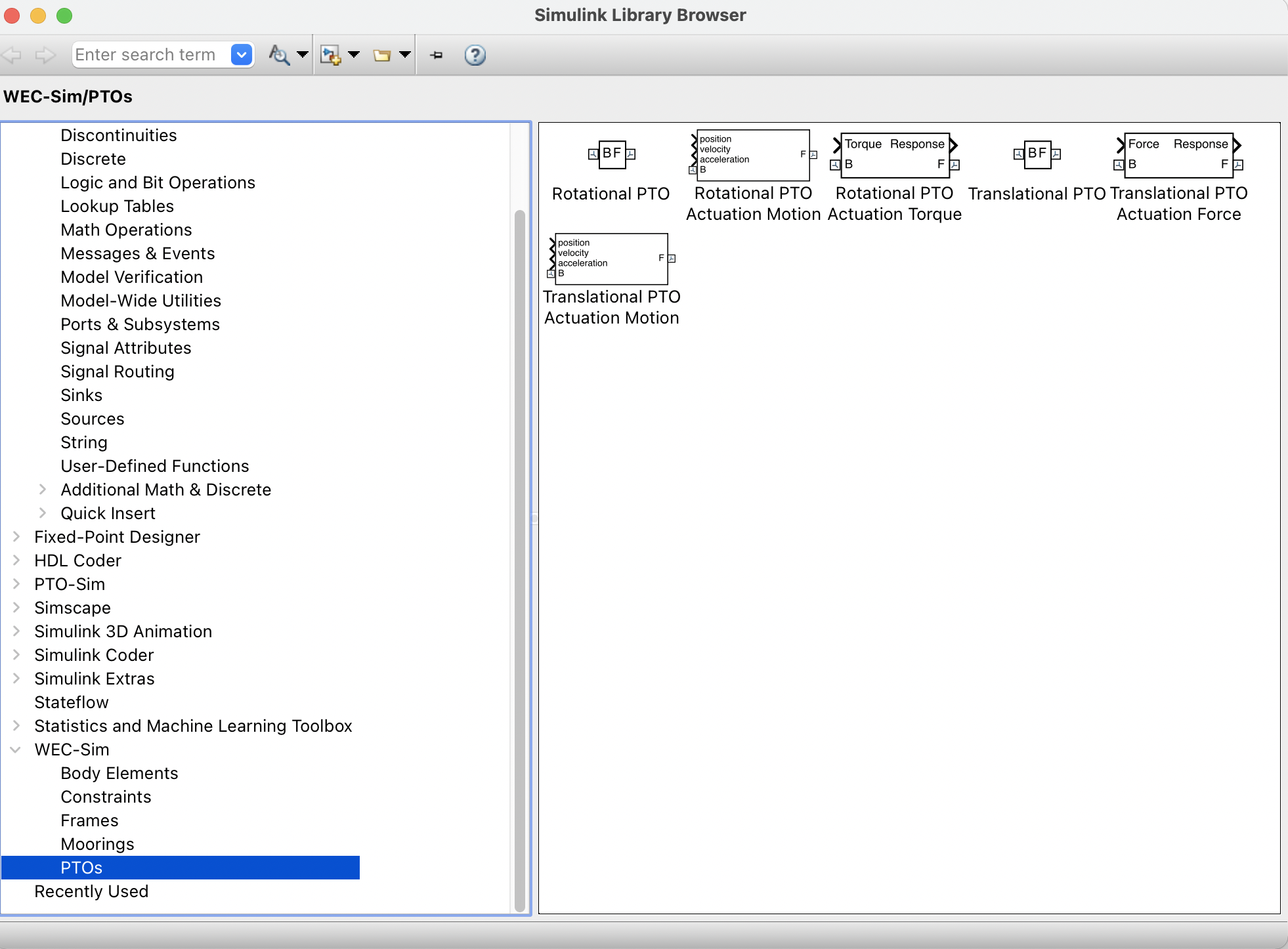 [WEC-Sim Applications] Missing PTO blocks for using PTOSim · Issue #648 · WEC-Sim/WEC-Sim · GitHub
