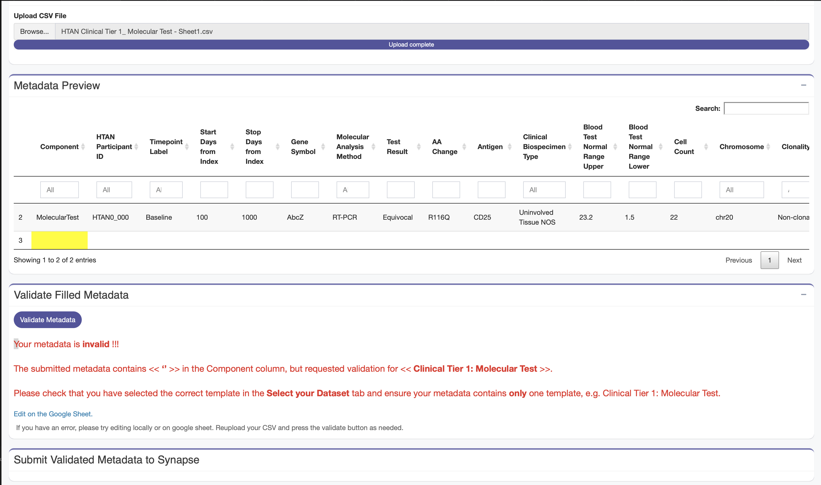 Quote in Component Column, manifest validation failure · Issue #224 · Sage-Bionetworks/data ...