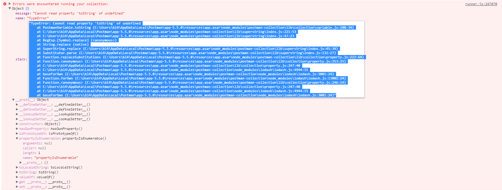 Not able to run my collection after updating postman to 5.5.0 ...