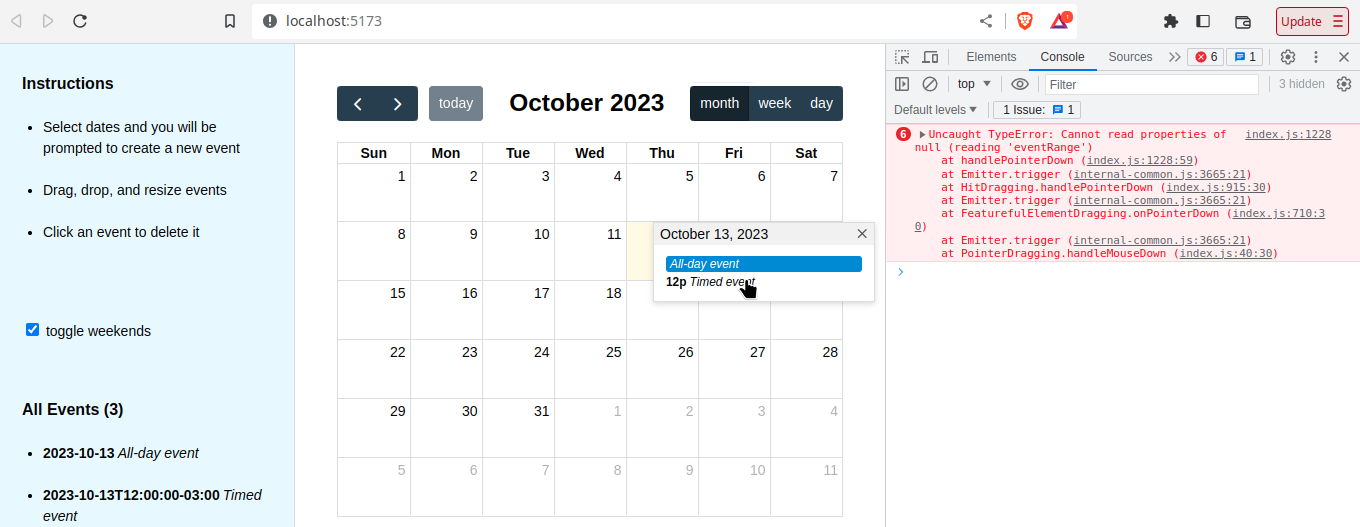 Typeerror When Clicking Timed Event In Vue3 Demo · Issue 7490 9760