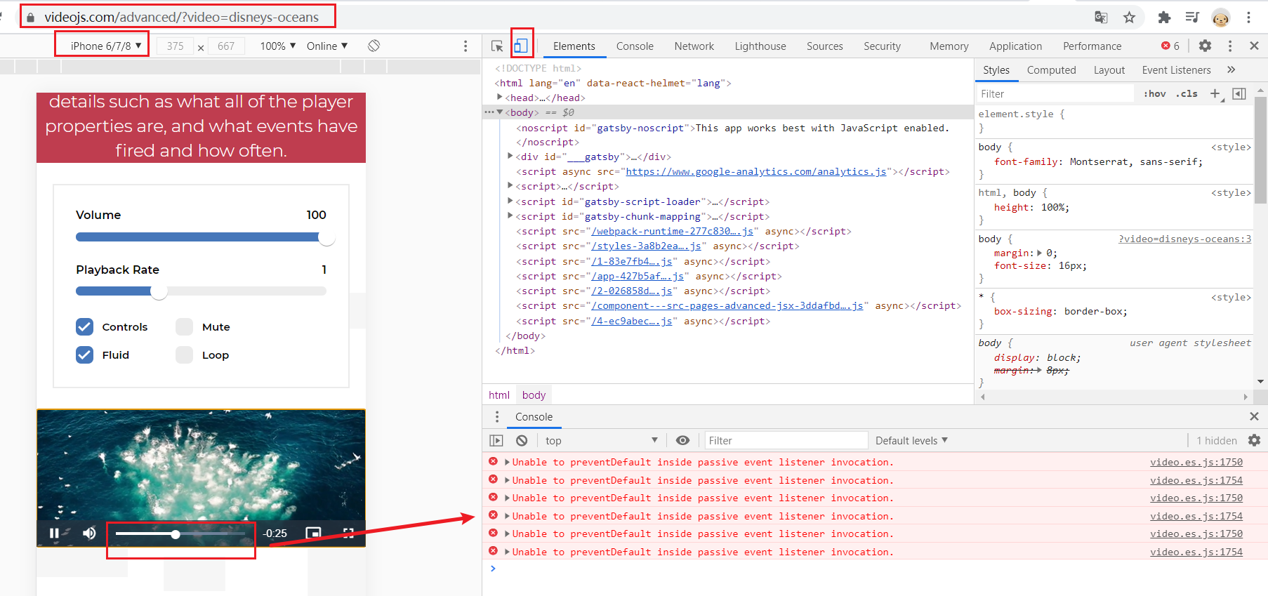 Official Website Bug Unable To Preventdefault Inside Passive Event Listener Invocation