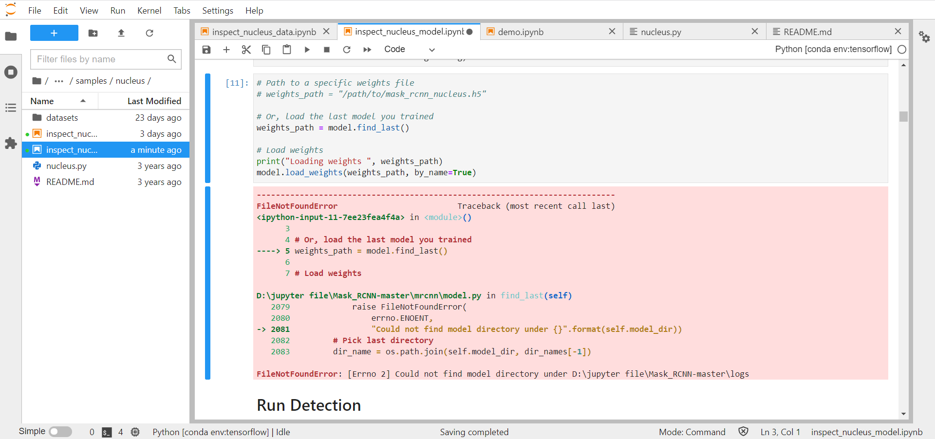 FileNotFoundError: [Errno 2] Could not find model directory under D ...