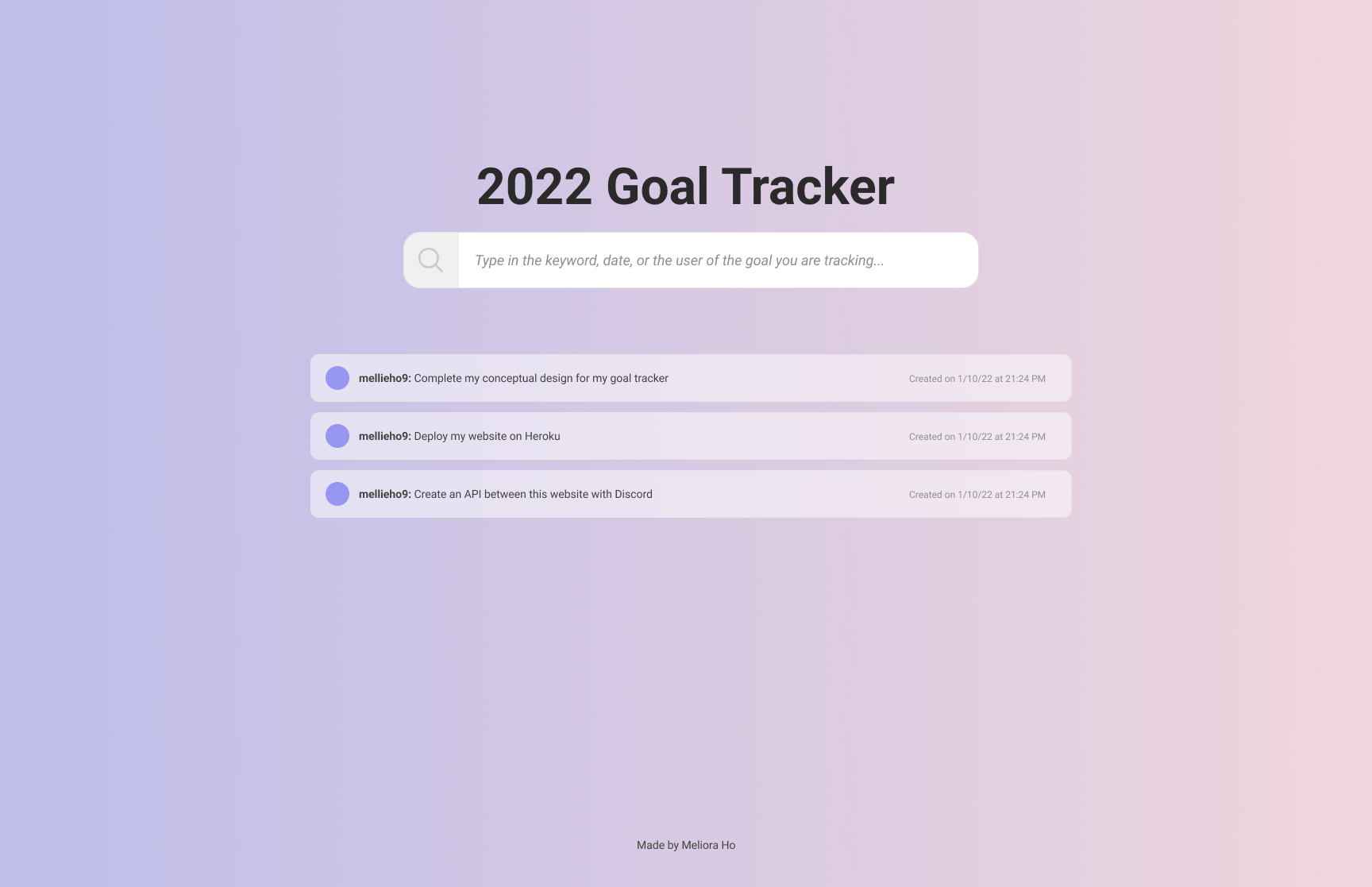 GitHub - mellieho9/2022-Goal-Tracker: A web application that displays ...