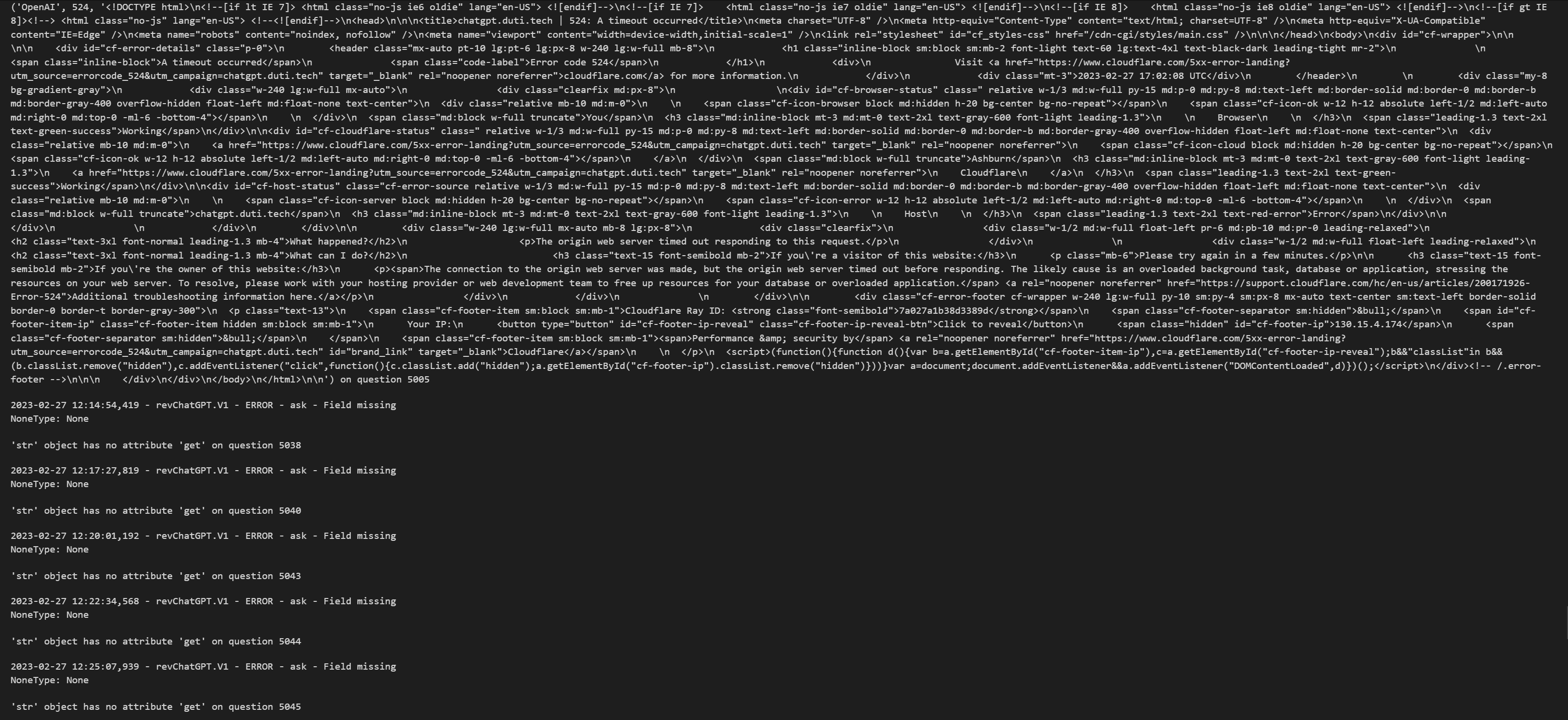 [bug] Revchatgpt V1 Error Ask Field Missing Nonetype None Str Object Has No Attribute