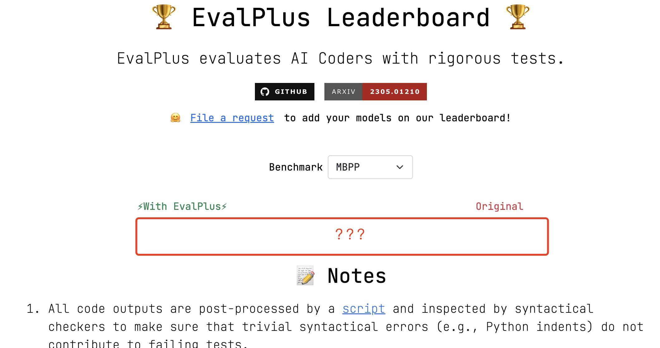 Where to find the MBPP evaluation metrics? · Issue #48 · evalplus/evalplus · GitHub