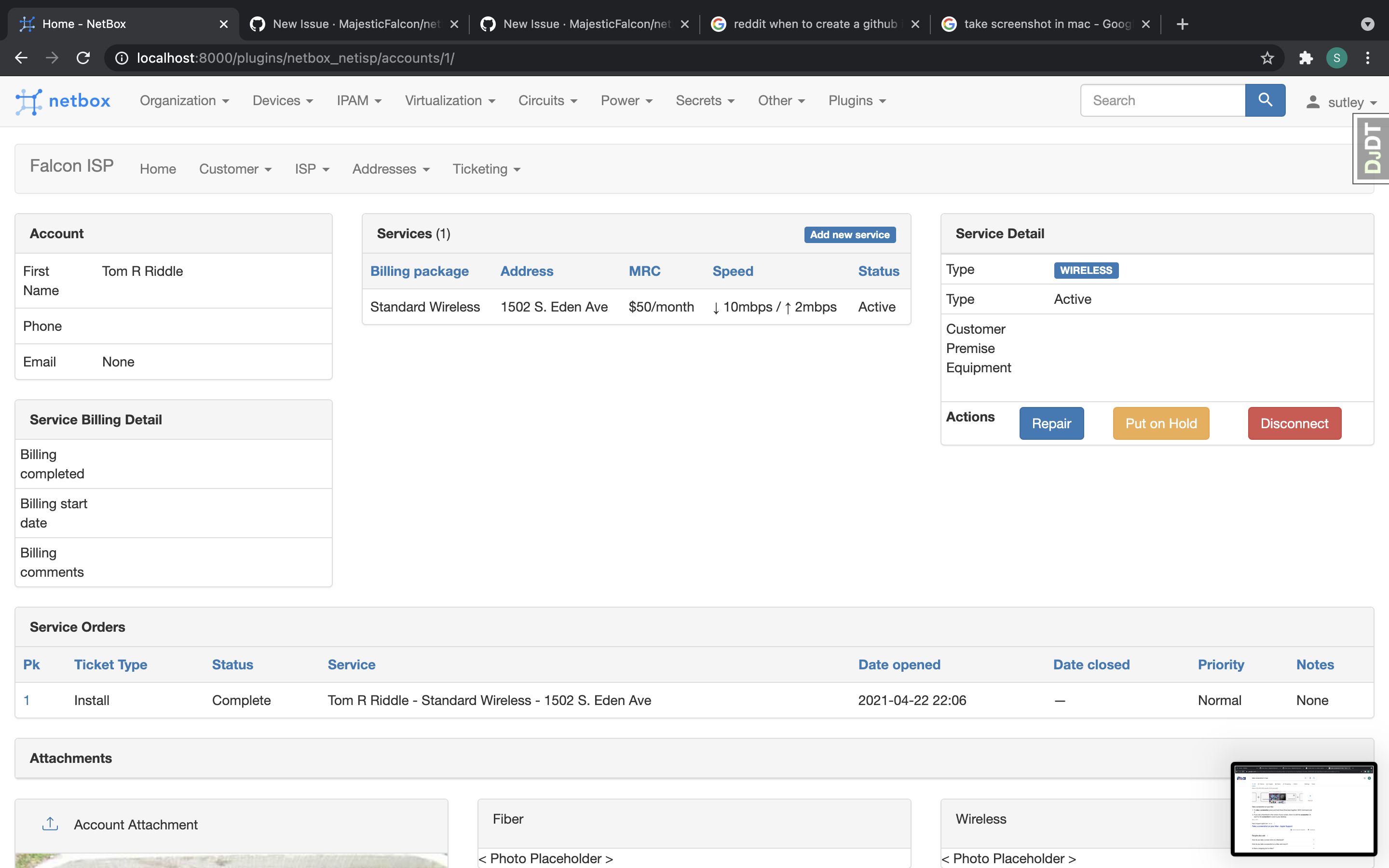 Account page Service Detail shows type field twice instead of status field · Issue #62 ...