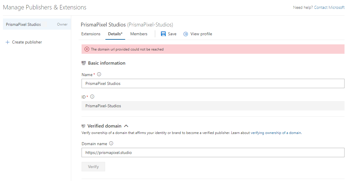 Marketplace won't allow me to verify my domain ownership · Issue #487 · microsoft/vsmarketplace ...