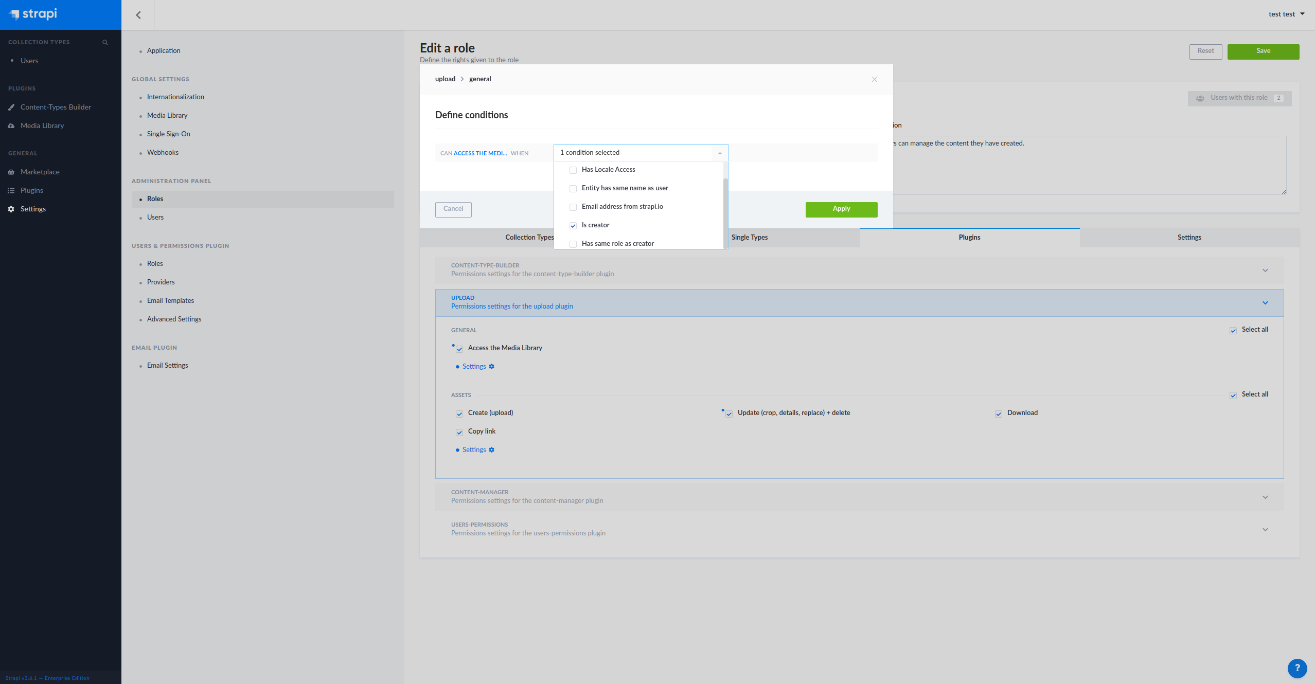 RBAC - Cannot hide media assets in Upload plugin using RBAC conditionals · Issue #10221 · strapi ...