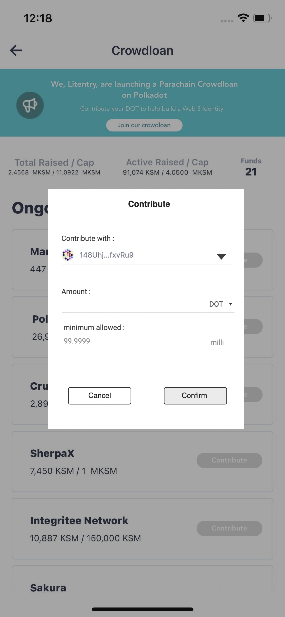 Feature: Crowdloan auction contribution · Issue #525 · litentry/archived-litentry-mobile-app ...