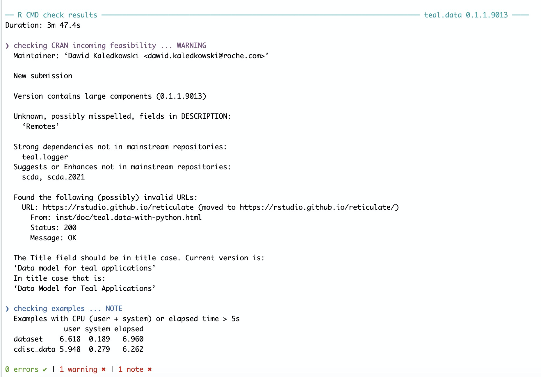 R CMD check result: Address Warnings and Note · Issue #98 ...