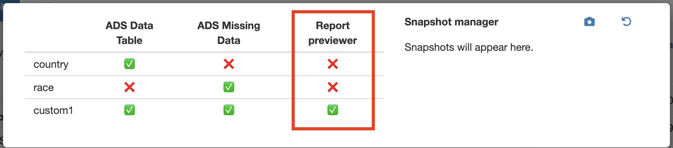 Remove Report Previewer column from the Snapshot Manager · Issue #910 · insightsengineering/teal ...