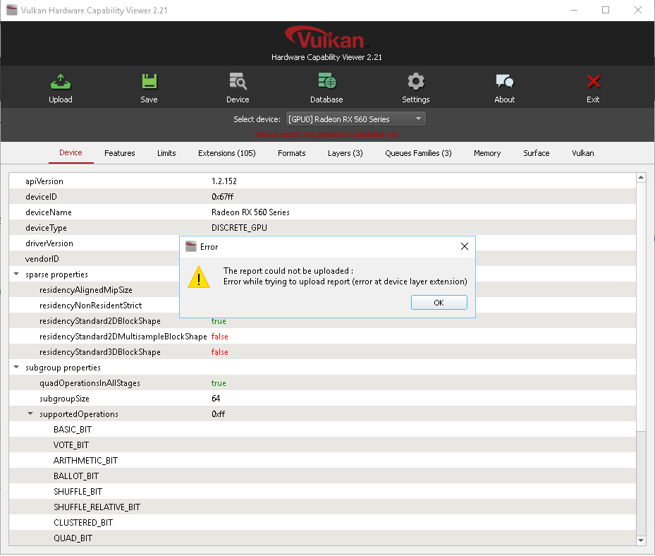 AMD RX 560/Windows 10: error at device layer extension during trying to submit report · Issue ...