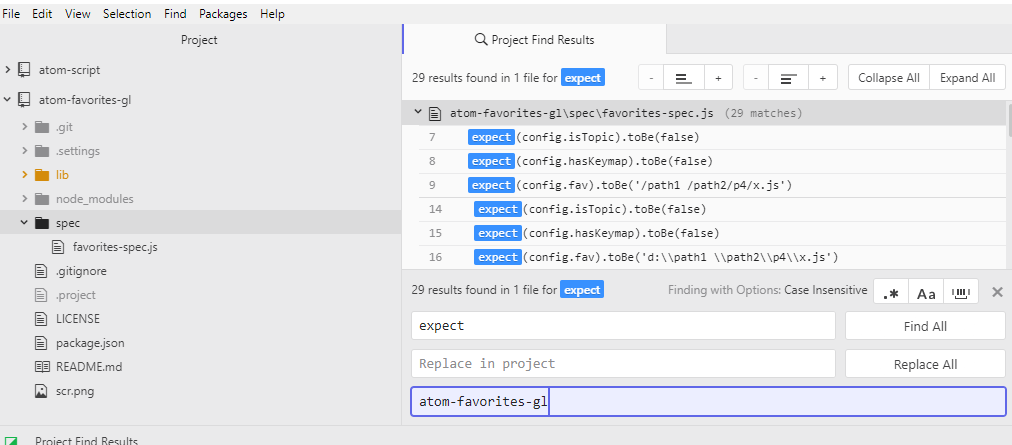 Search in directory does not work for root project folder when using ...
