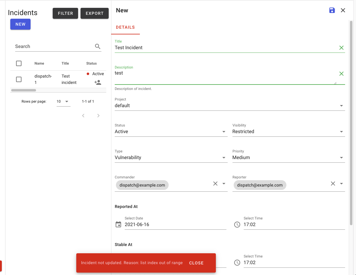 Cannot create new incidents · Issue #1325 · Netflix/dispatch · GitHub
