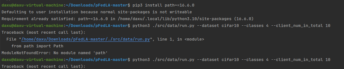 项目运行报错 但是pycharm不报错 · Issue #5 · KarhouTam/pFedLA · GitHub