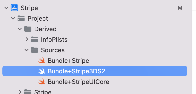 Bug: SPM error: Tuist doesn't generate the derived file Bundle+StripeCore for Stripe dependency ...