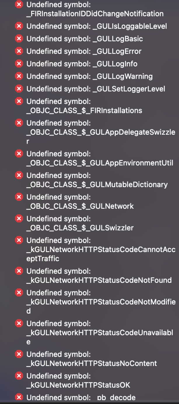 Undefined Symbols For Architecture X8664 While Using Firebaseanalytics · Issue 10414 6346
